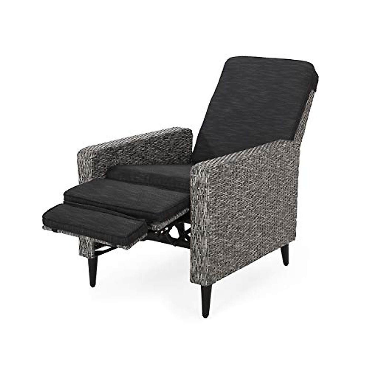 Christopher Knight Home Outdoor Recliner, Black + Multi Gray + Gun Gray