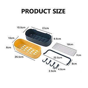 Shower Shelf Wall Mounted Storage-Organizer Shower Shelves withTowel Bar Storage Shelf Razor Holder for Bathroom, Kitchen and Dorm No Drilling Blue