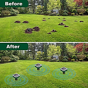 kaforto 6 Pack Solar Mole Repellent, Ultrasonic Animal Repeller, Outdoor Waterproof Rodent Groundhog Vole Chaser for Yard & Farm & Garden & Lawn