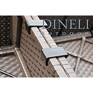 DINELI Patio Furniture Sets Modular Sectional Sofa Outdoor Wicker Patio Furniture Sets (Black-Sofa Clips)