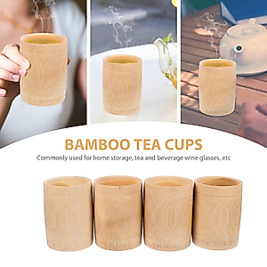 DOITOOL 4PCS Bamboo Tea Cups Set, Bamboo Teacups Coffee Mug Wine Mug for Drinking Tea Coffee Wine Beer Hot Drinks