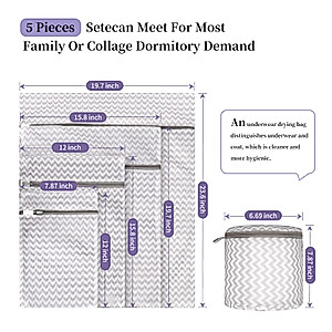 5Pcs Durable Fine Mesh Laundry Bags for Delicates with Premium Zipper, Travel Storage Organize Bag, Clothing Washing Bags for Washing Machine Laundry, Blouse, Bra, Hosiery, Stocking, Underwear (5)