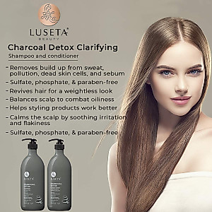 Luseta Charcoal Detox Shampoo for Clarifying, Detoxifies and Volumizing 16.9oz