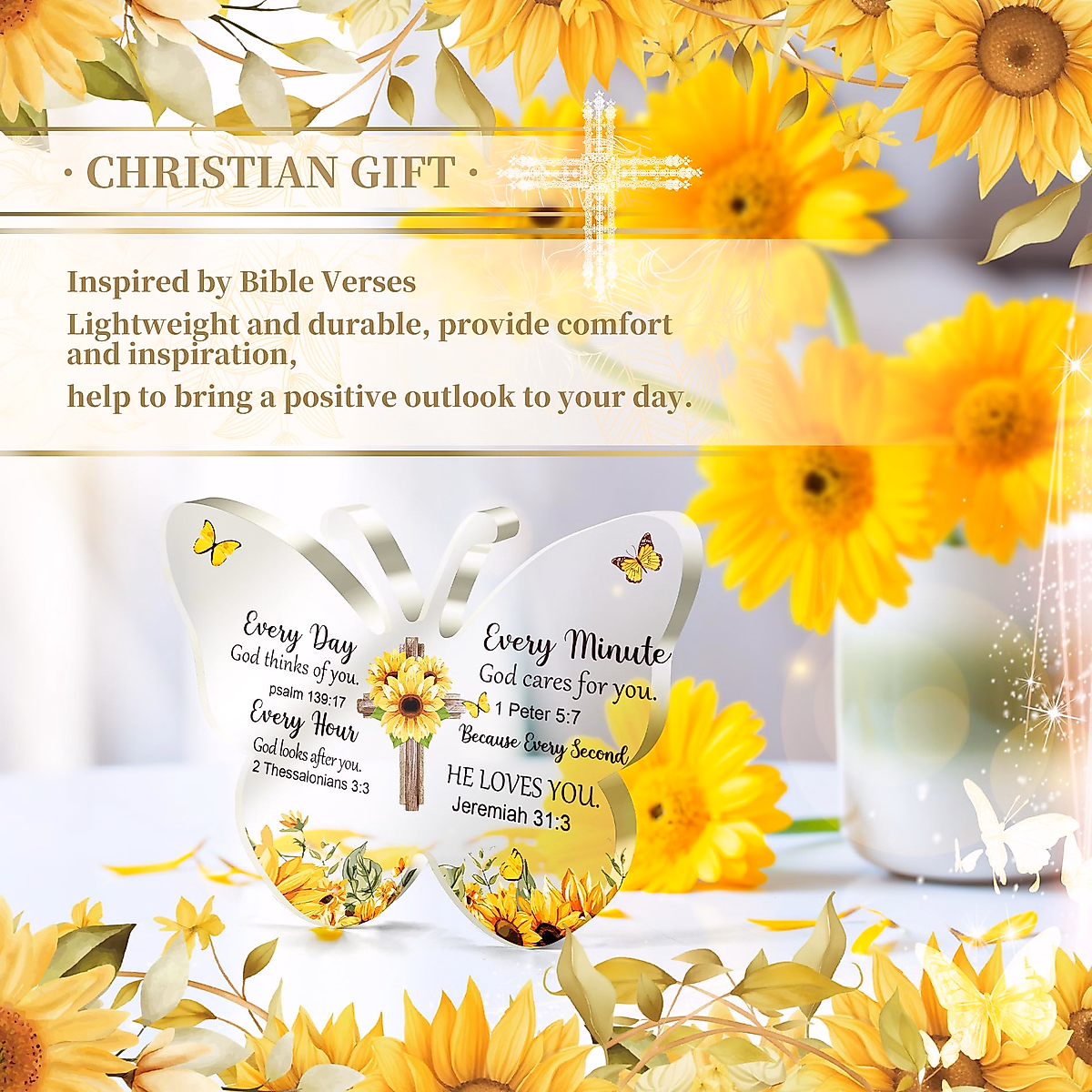 12PCS Christian Gifts for Women Faith, Sunshine Box Inspirational Gifts for Women,Christian Birthday Baskets,Religious Catholic Baptism,Get Well Soon Baskets for Mom,Friends,Wife,Girlfriends