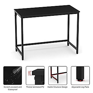 Weehom Small Computer Desk Study Writing Desk for Home Office Pc Notebook Table Workstation Stand 39 Inches Metal Leg Black