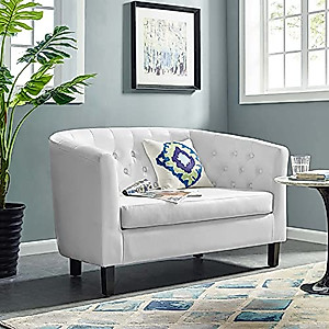Modway Prospect Upholstered Contemporary Modern Loveseat In White Faux Leather