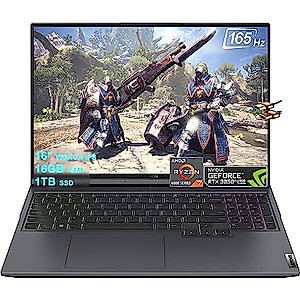 Lenovo Legion 5 Pro 16 Gaming Laptop 16" QHD 165Hz (500 nits HDR400 100% sRGB) AMD Octa-Core Ryzen 7 6800H (Beat i7-11370H) 16GB RAM 1TB SSD GeForce RTX 3050 Ti 4GB Backlit USB-C Win11 + HDMI Cable