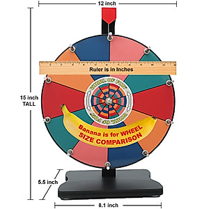 Whirl of Fun 12 inch Prize Wheel Spinner with Stand - Spinning Wheel for Prizes, 10 Color Slots, Customize Erasable Dry Erase Surface, Tropical Colors, Portable, Tools Included, Made in USA