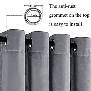 JIUZHEN Grey Velvet Curtains 96 inches for Living Room - Thermal Insualted Room Darkening Grommet Thick Velvet Window Drapes for Bedroom/Dining, Set of 2 with Tiebacks, W52 x L96