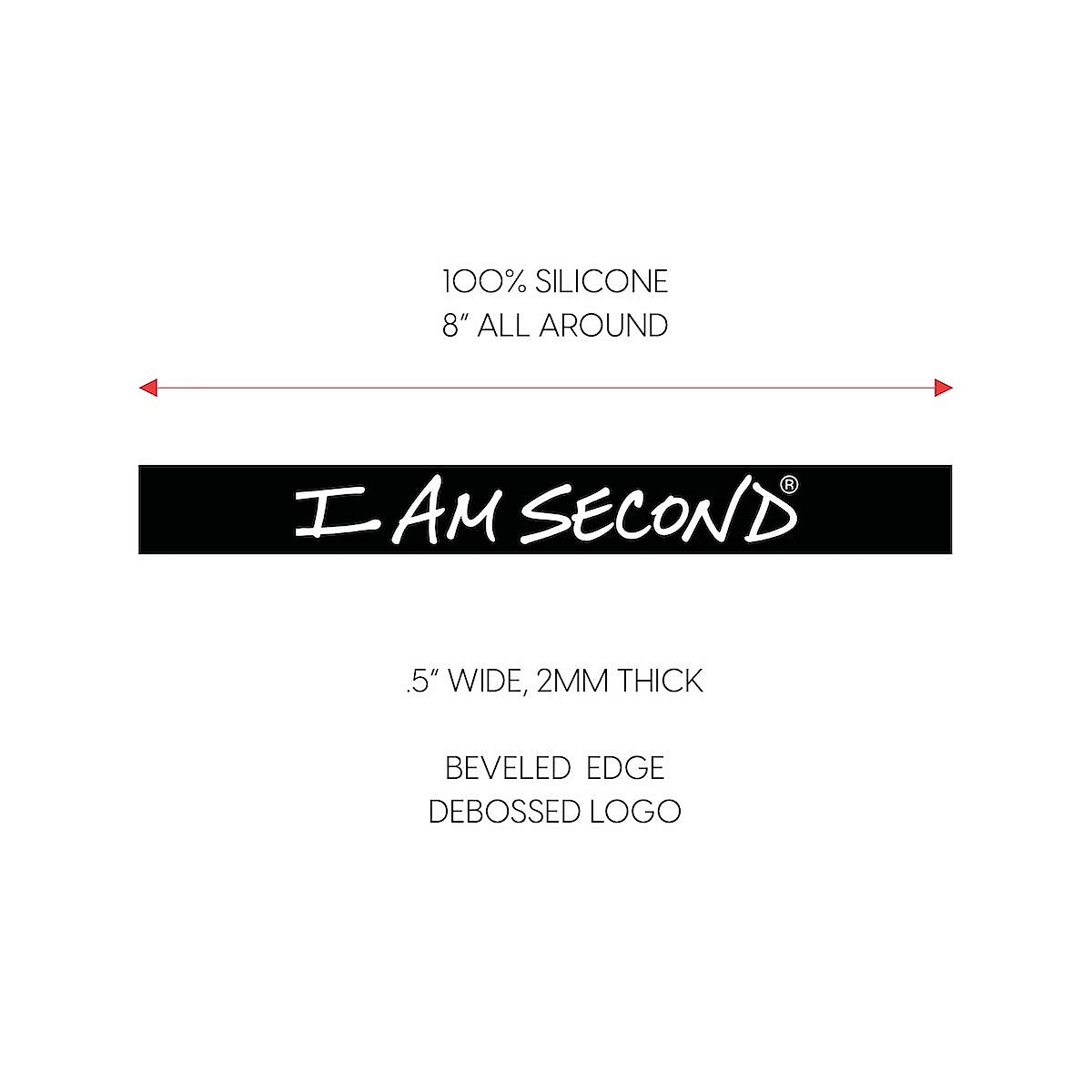 I Am Second 10-Pack Classic Adult Black Silicone Wristbands