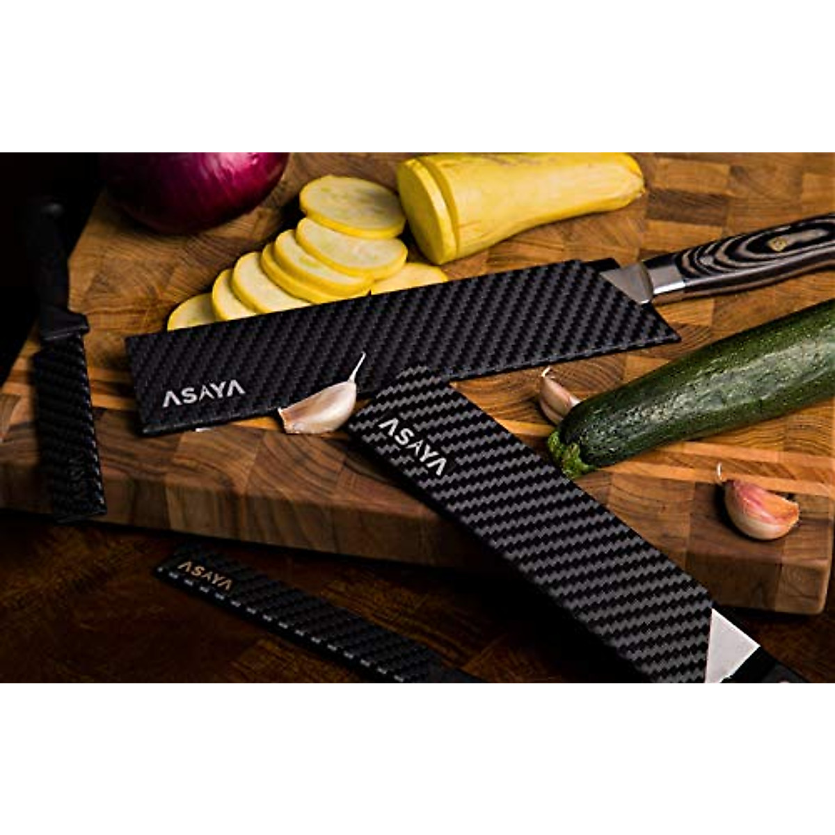 Asaya Professional Knife Edge Guards - 11 Piece Universal Blade Covers - Extra Strength, ABS Plastic and BPA-Free Felt Lining, non-Toxic and Food Safe - Knives Not Included