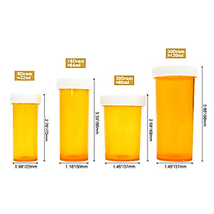 Pill Bottles with Child Resistant Cap, Prescription Vials - Push Down and Turn - Empty Medicine Plastic Containers Safety Cover for Personal Medication & Pharmacy (16dram, Amber, 12pcs)
