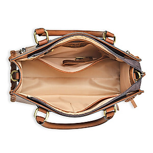 Lady Conceal Concealed Carry Emma Satchel - Womens Shoulder Bag & Crossbody Purse with Removable Gun Holster-Distressed Brown