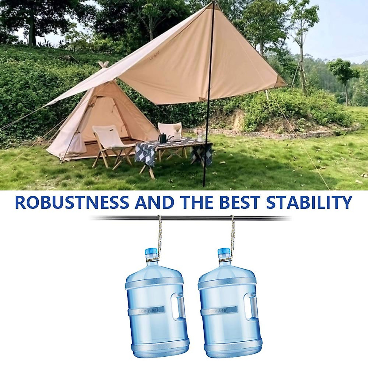 Long Leaf Tent Poles,Adjustable Steel Rods for Camping Tarps,Backpacking,Shelters,Portable Tarp Poles Rods-2 Pack (Black)