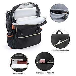 Mecrowd Vintage Laptop Backpack with USB Charging Port, Backpack for College School Student Fits up to 15.6 Inch Laptop Computer Backpack Casual Rucksack for Men Women (Black)