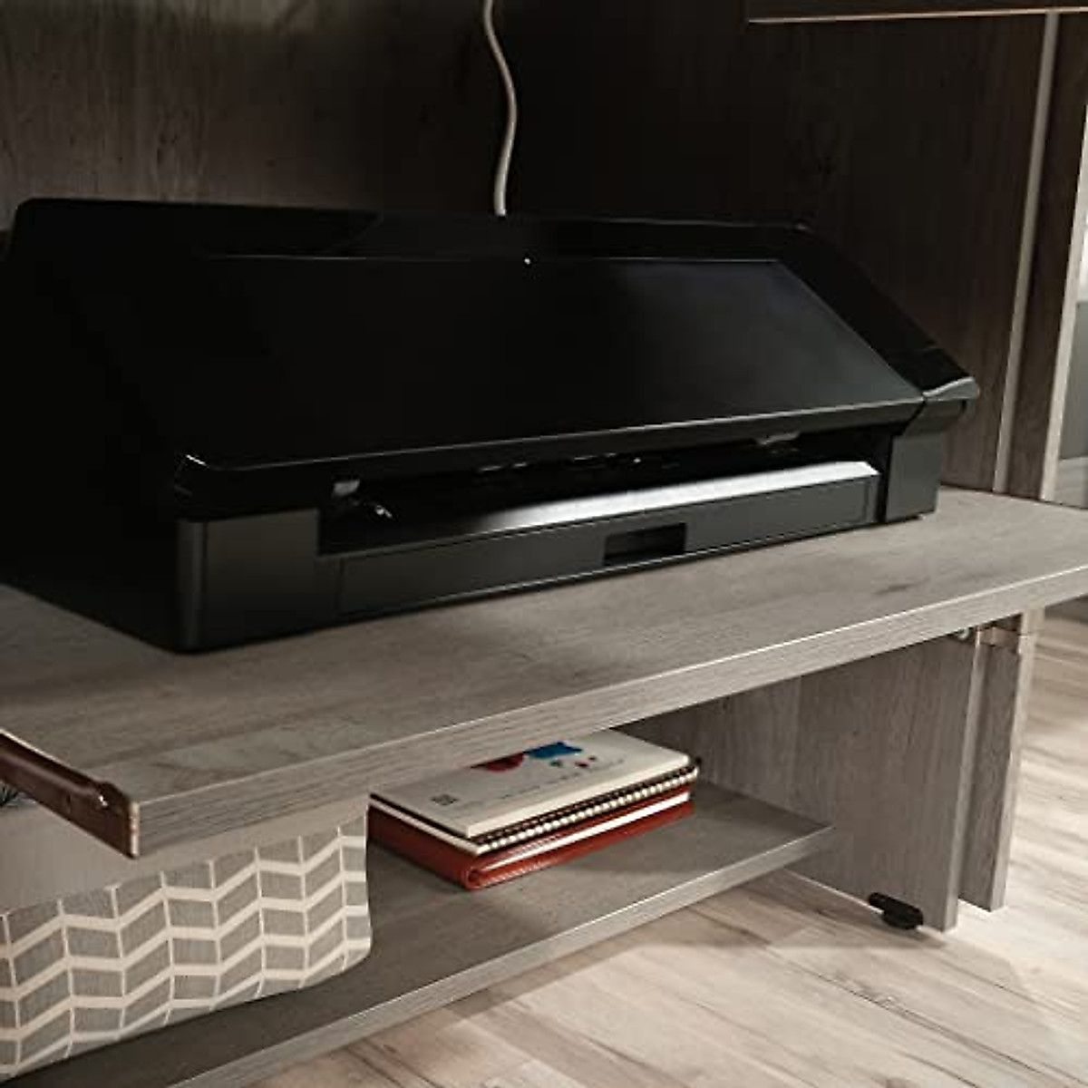 Sauder Miscellaneous Storage Craft & Sewing Armoire, L: 35.112" x W: 21.81" x H: 61.58", Mystic Oak Finish