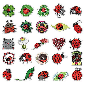 ACEPL Ladybugs Stickers 50pcs Cute Cartoon Ladybirds Vinyl Waterproof Stickers for Water Bottle Laptop Skateboard Guitar Scrapbook Phone Bicycle Computer Decal for Kids Teens