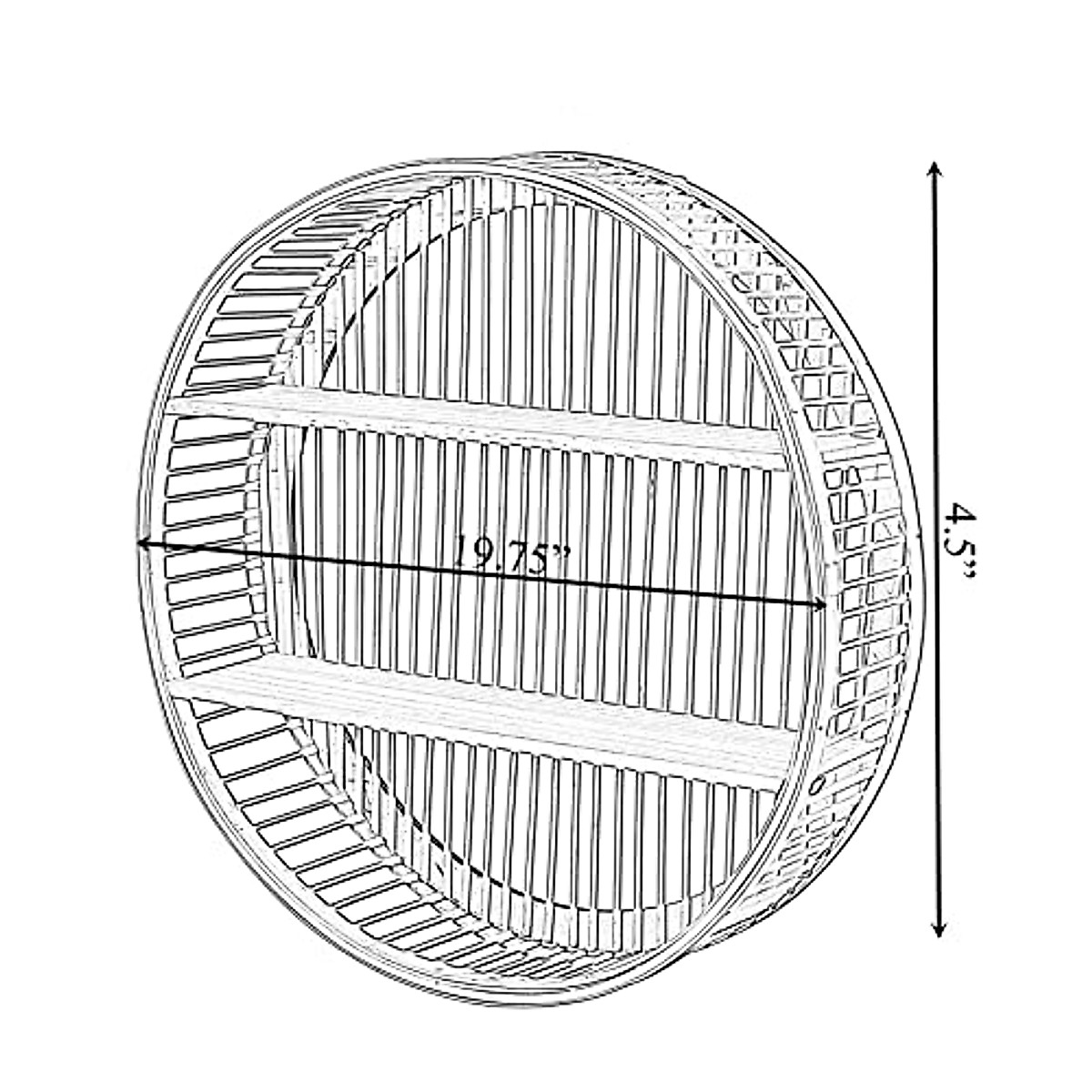 Vintiquewise Decorative Rattan Round Display Shelf with 2 Shelves for The Dining Room, Living Room, or Office.