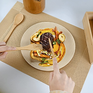 Bamboo Cutlery Reusable with Silverware Organizer, 16Pcs Bamboo Flatware Set with Bamboo Forks Spoons Knives, Reusable Bamboo Cutlery with Portable Storage Case for Home and Travel Camping Hiking