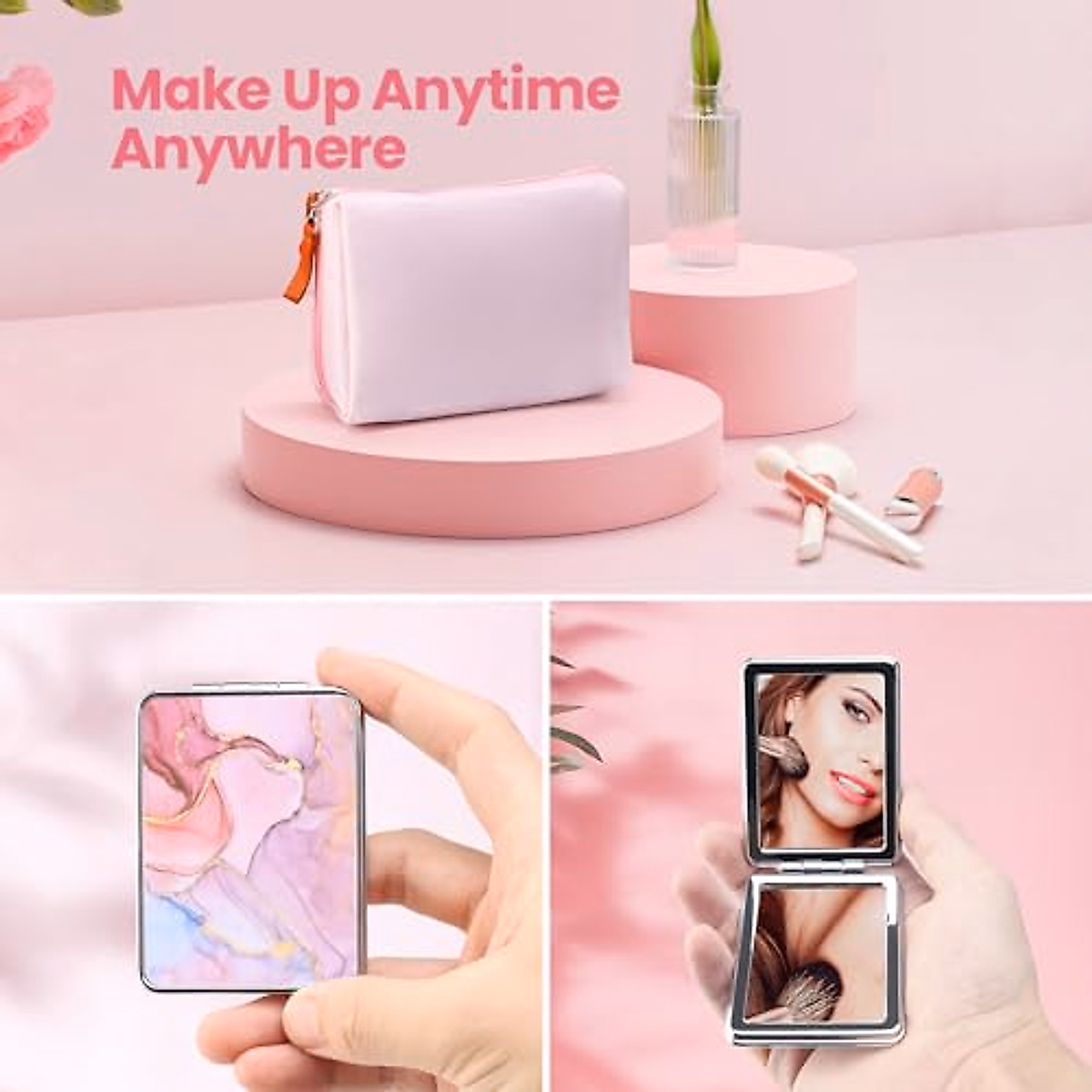 20oz Insulated Tumblers with Lid & Straw, Makeup Bag, 7oz Scented Candles Birthday Gifts Sets for Women, Care Package for Women Gifts Rose Scented Candles, Get Well Soon Gifts Baskets for Women