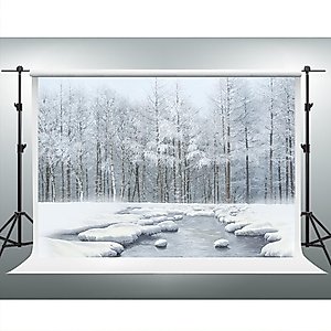 VIDMOT Winter Forest Background 7x5ft Snowy Scene Natural Background for People Artistic Portrait Photo Shooting Cold Ice Snow Wold Backdrop Photography Studio Set Props BJXPVV635