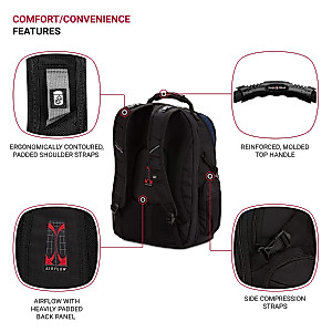 SWISSGEAR 1753 ScanSmart Laptop Backpack. Abrasion-Resistant & Travel-Friendly Laptop Backpack (Black/Navy)