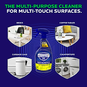 Microban 24 Hour Multi-Purpose Cleaner & Disinfectant Spray, Fresh Scent, 32 Fl oz