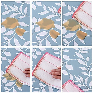 Vinyl Tablecloth with Flannel Backed Waterproof Oil-Proof PVC Table Cloth Wipeable Spill-Proof Plastic Table Cover for Indoor and Outdoor(Blue Leaves, 60 x 84 Inch Rectangle)