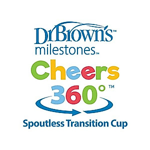 Dr. Brown's Milestones Cheers 360 Cup Spoutless Transition Cup with Handles for Easy Grip and Leak-Free Learning, Pink Safari, 7 oz/200 mL