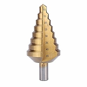 Chiloskit 10-45mm Metric Titanium High Speed Steel Step Drill Bit Set for Wood Metal Hole Cuter Set Working Tool Bit