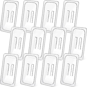 12 Pieces Polycarbonate Universal Handled Food Pan Lid Clear Food Pan Cover with Handle Restaurant Commercial Hotel Pan Lid for Fruits Vegetables Beans Corns (1/3 Size)