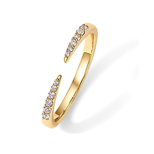 PAVOI 18K Yellow Gold Plated Open Eternity Ring | Cubic Zirconia Stacking Bands for Women | Dainty Stackable Rings for Women | Size 5