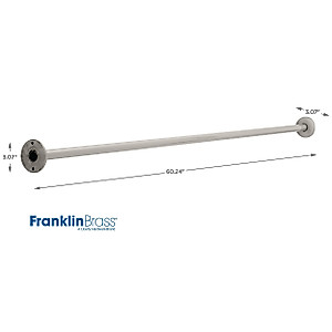 Franklin Brass 185-5SN 1-Inch by 5-Feet Shower Rod with Flanges, Satin Nickel