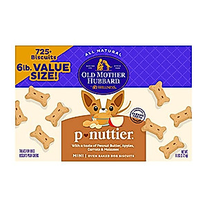 Old Mother Hubbard Classic P-Nuttier Biscuits Baked Dog Treats, Mini, 6 Pound Box