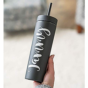 SKINNY TUMBLERS (4 pack) Matte Pastel Colored Acrylic Tumblers with Lids and Straws |16oz Double Wall Plastic Tumblers With Straw Cleaner INCLUDED! Reusable Cup With Straw | Vinyl DIY Gifts