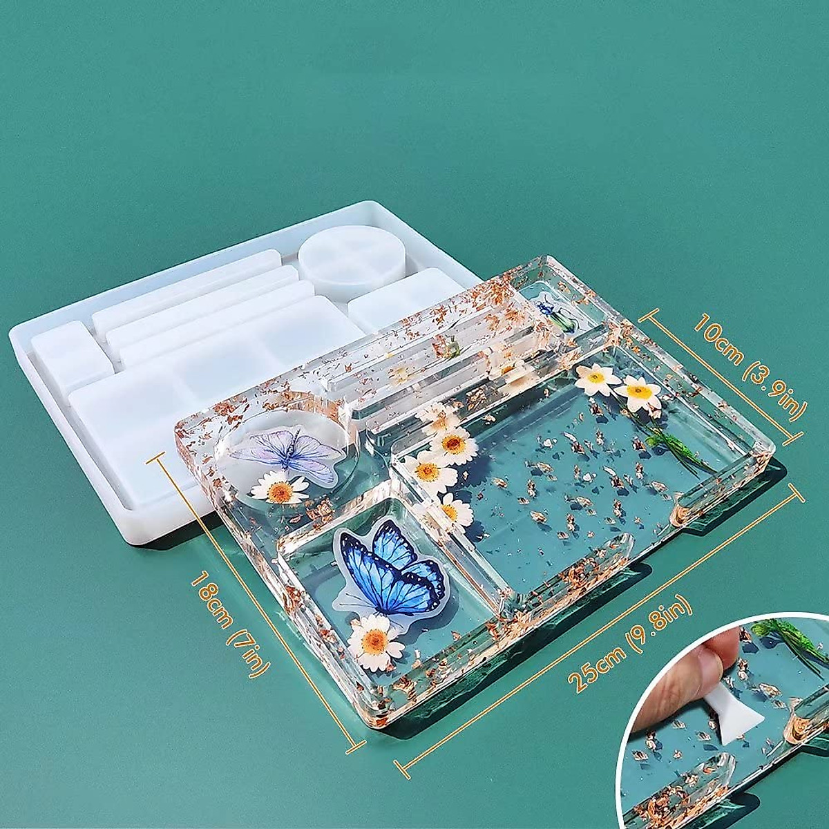 5 PCS Resin Tray Molds and Resin Grinder Mold for Grind and Storage, Large Resin Molds Silicone Molds for Resin, DIY Resin Epoxy Kit