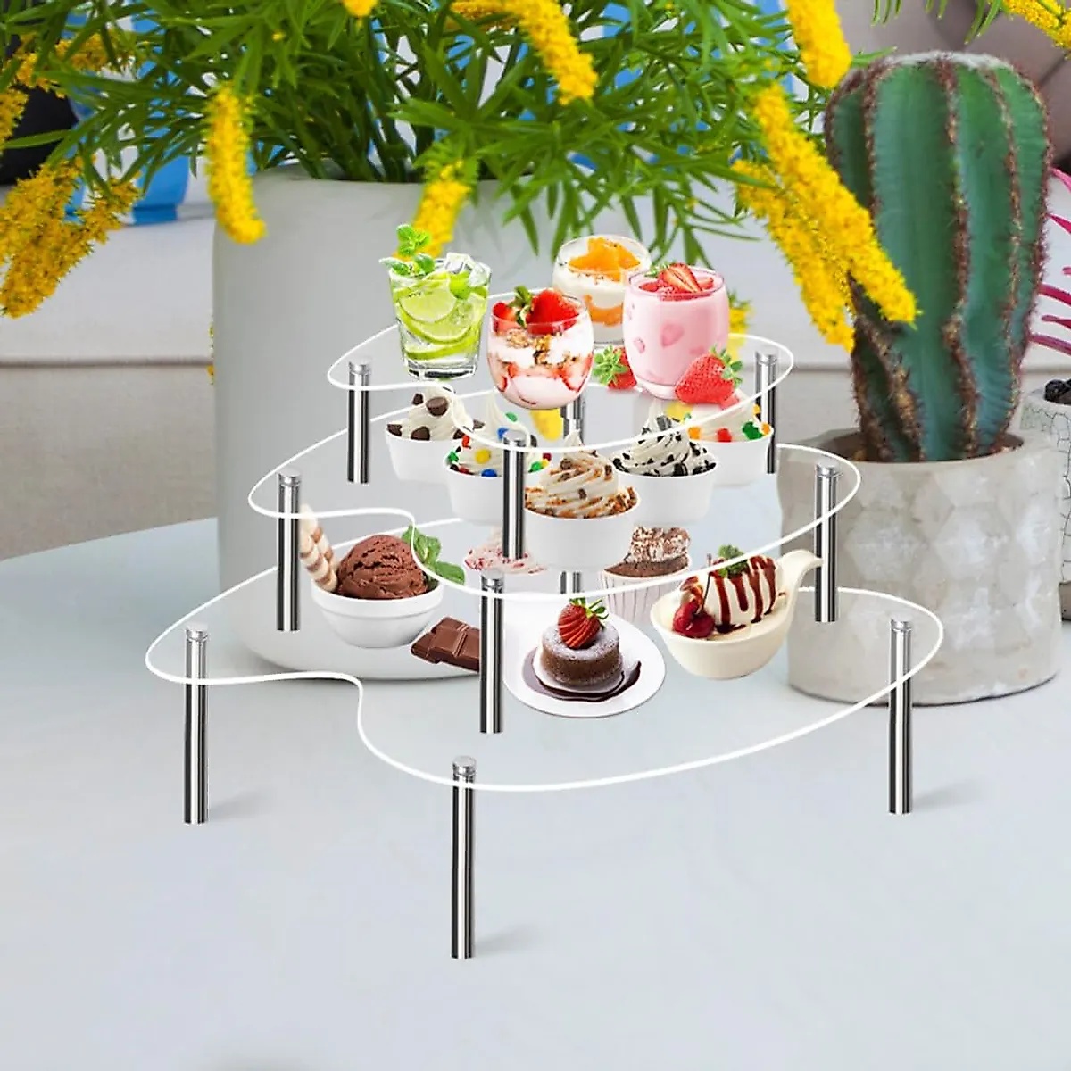 Abaodam 3pcs Cake Display Stand Clear Shelves for Display Toy Storage Stand Perfume Organizer for Dresser Food Stands for Display Party Acrylic Tiered Display Stand Tiered Shelf Organizer