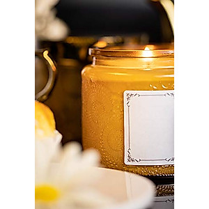 Amber Embossed Glass Candle Container with Lid and Labels, 10 oz - Pack of 9