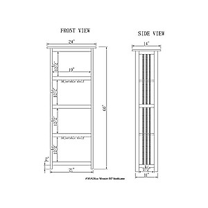 Mission 60" H Bookcase with 4 Shelves, Cherry