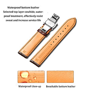 Moran Genuine Leather Replacement Watch Band Deployment Buckle 18mm 19mm 20mm 21mm 22mm 23mm 24mm Calfskin Watch Strap for Men's and Women's