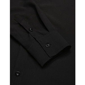 COOFANDY Men's African Dashiki Print Shirt Long Sleeve Button Down Shirt Bright Color Tribal Top Shirt Solid Black