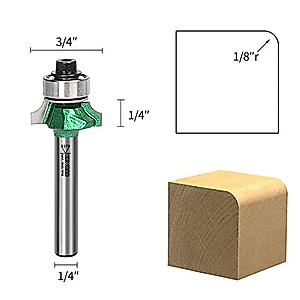 KOWOOD Pro Roundover Bit Set 4 Pcs, 1/4 Inch Shank Router Bit Set, R:1/8", 3/16", 1/4", 5/16"，Designed for Woodworking Enthusiasts