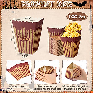 MotiMind 100 pcs Popcorn Boxes for Movie Night Popcorn Bags Popcorn Containers Creepy Carnival Decor Circus Snack Boxes Candy Cookie Container for Movie Night Halloween Birthday Party Supplies