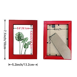 CURTEK 2-Pack 4 x 6'' Red Picture Frame with Removable Cushion Show Picture 3.6 x 5.6 Inch for Table Top Display and Wall Mounting Photo Frame