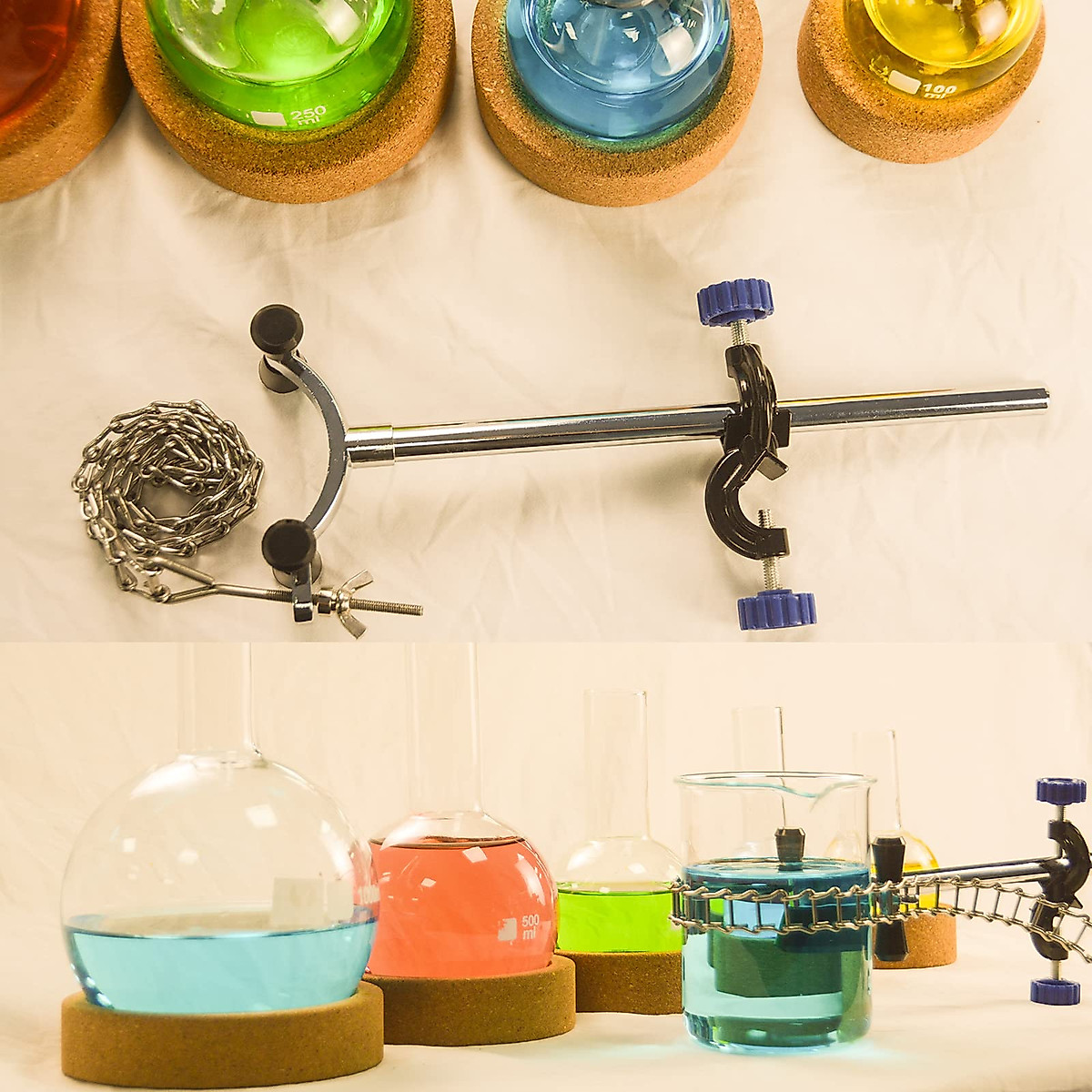 SWONES Lab Chain Clamp - Lab Beaker Chain Clamp Clip,Beaker Chain Clamp,Adjustable Beaker Chain Clip,for 80-150mm Dia Beaker Container (1, Lab Chain Clamp)