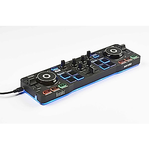 Hercules DJ DJControl Starlight | Pocket USB DJ Controller with Serato DJ Lite, Touch-Sensitive Jog Wheels, Built-in Sound Card and Built-in Light Show