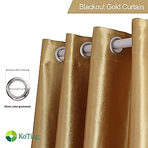 KoTing Gorgeous Solid Blackout Golden Curtain Drape for Bedroom 1 Panel Grommet Top (1Panel 50Wx84 L)
