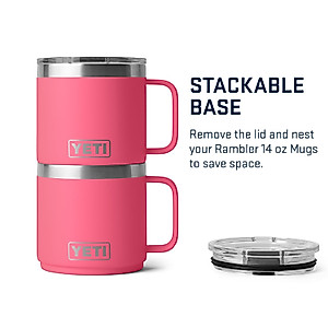 YETI Rambler 14 oz Mug, Vacuum Insulated, Stainless Steel with MagSlider Lid, Tropical Pink
