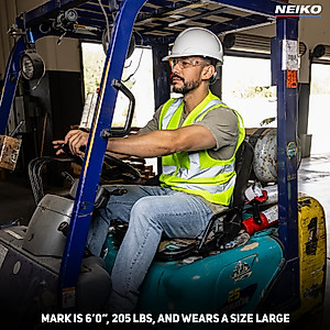 NEIKO Safety Vest, 2 Pockets, High Visibility Vest, Reflective Strips, Neon Yellow Vest, Zipper Front, Reflective Vest For Men & Women, Work Vest, Security Vest & Hi Vis (Large for Adults, 53962A)