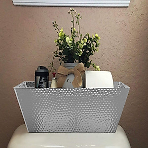 nu steel Shiny nusteel Hammered Metal Toilet Tank Tray, Bathroom Countertop Bin, Multipurpose Vanity, Cosmetics Organizer, Perfume Jewelry Makeup Plant Finish